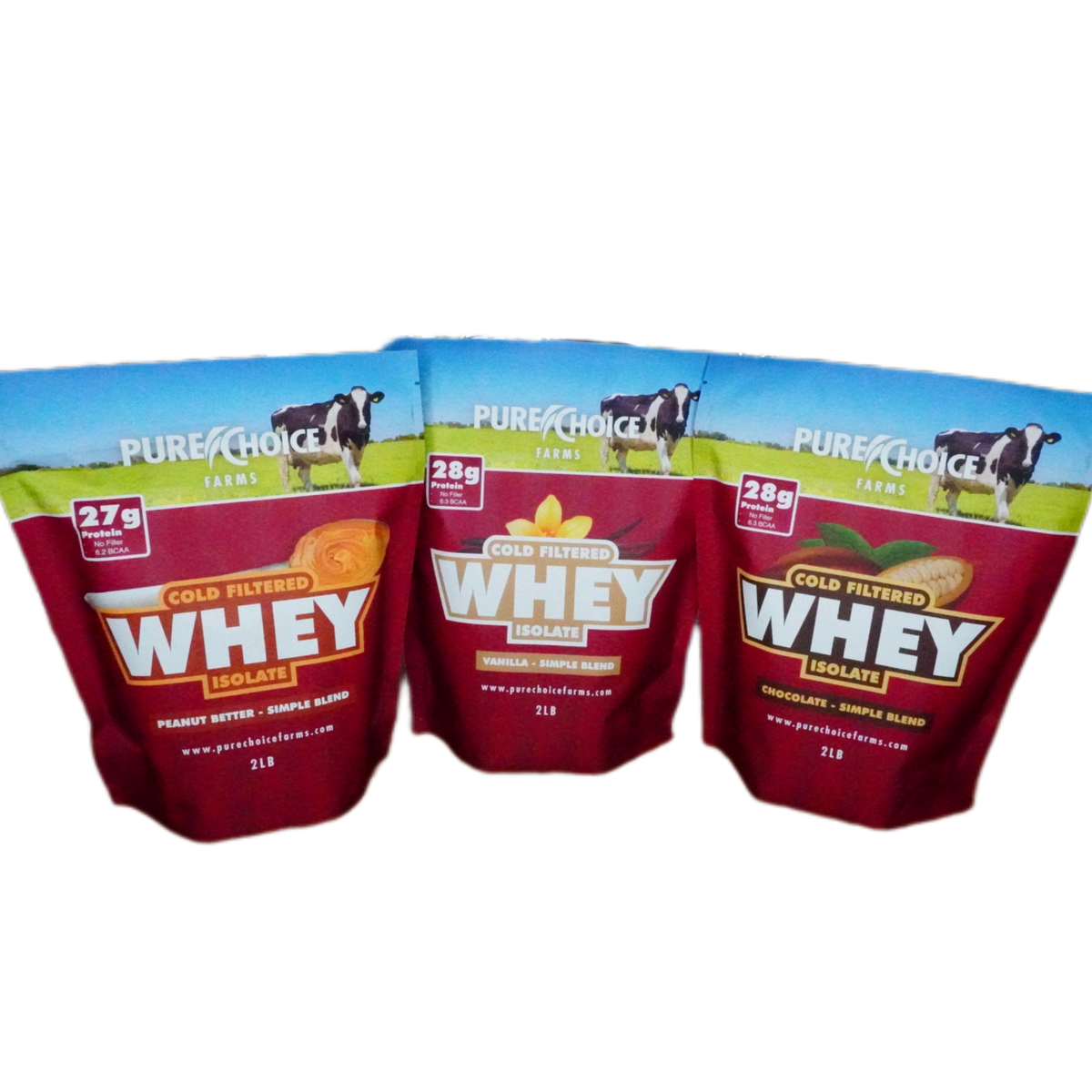 3 Flavor Whey Protein Isolate Combos – Pure Choice Farms